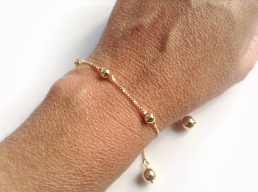 Stackable adjustable ball bracelet Bolo bracelet gold toggle | Etsy