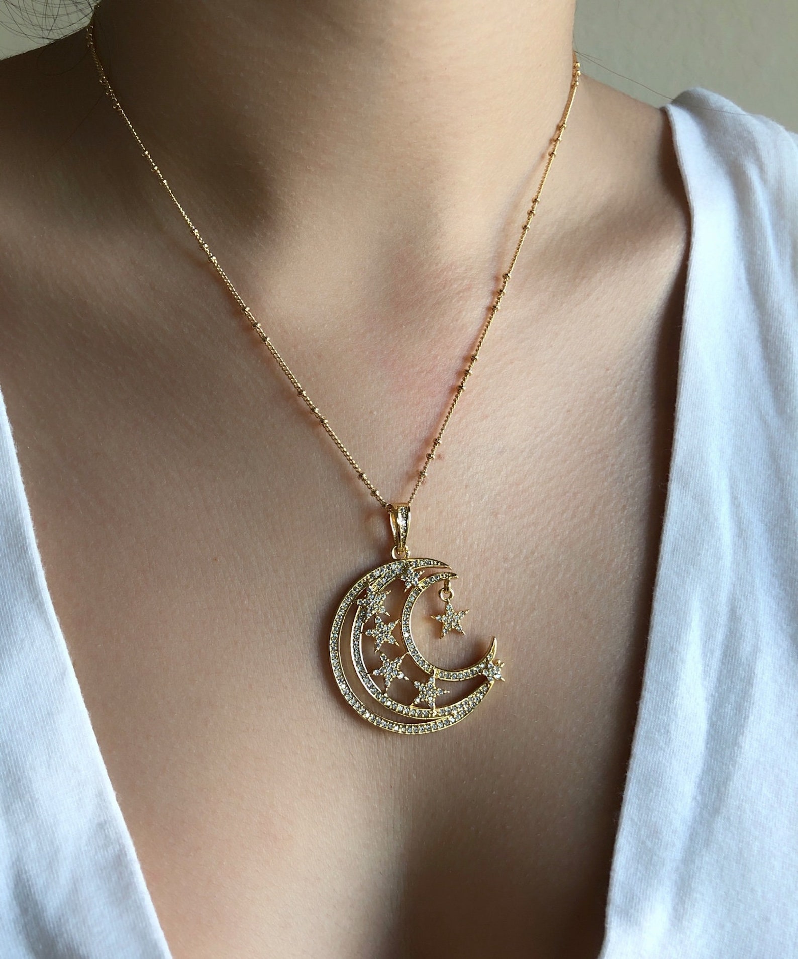 Moon Necklace Gold Crescent Moon Necklace Crescent Moon Gold - Etsy