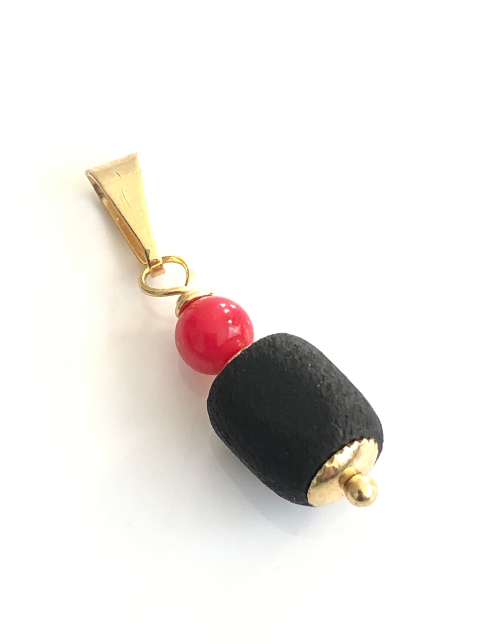 Red Coral Azabache Pendant Genuine Azabache Jet Stone Charm - Etsy