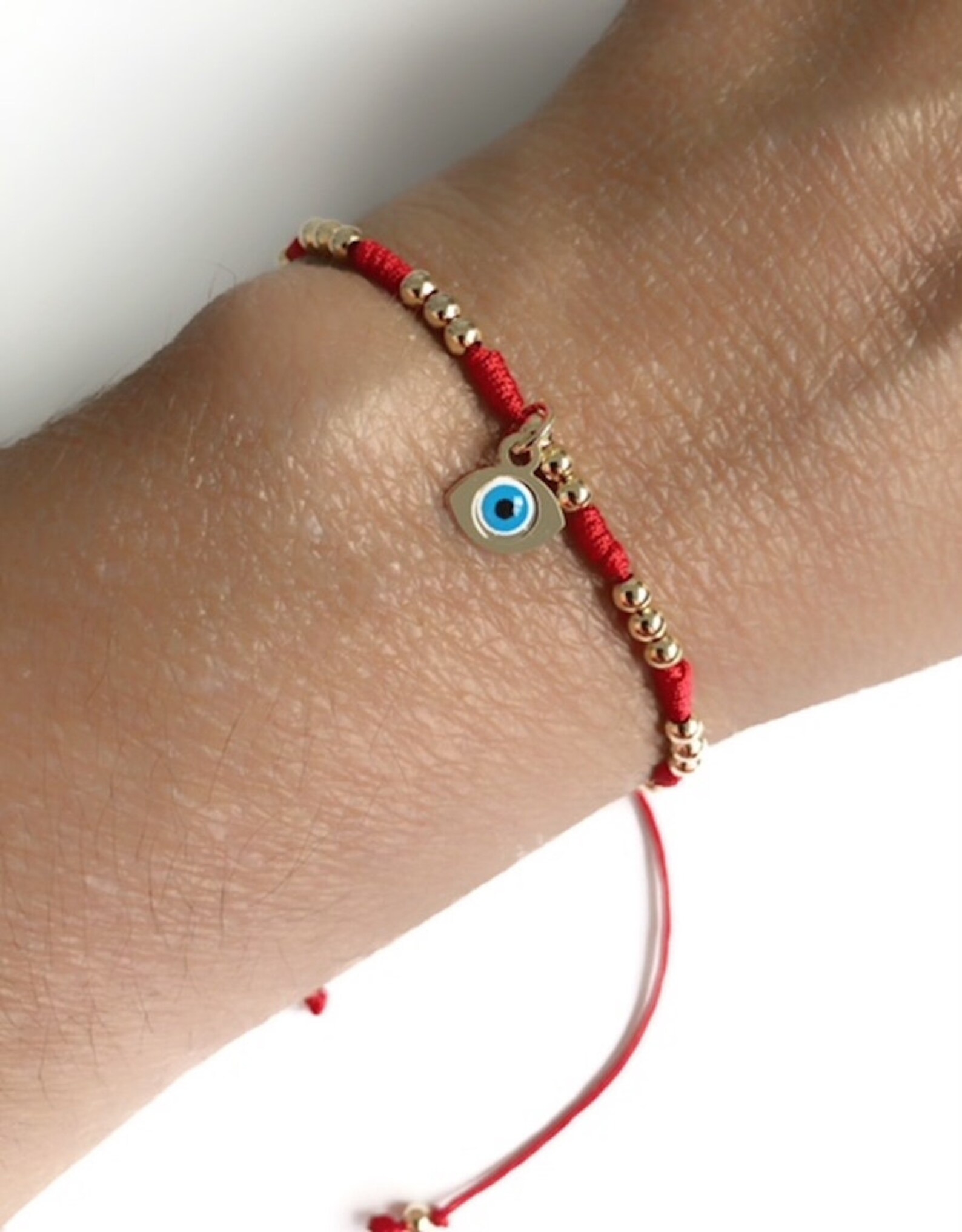 Evil Eye Red String Bracelet, Adjustable Knotted Bracelet, Turkish ...