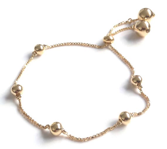 Stackable adjustable ball bracelet Bolo bracelet gold toggle | Etsy