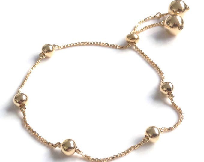 Stackable Adjustable Ball Bracelet Bolo Bracelet Gold Toggle Slide ...