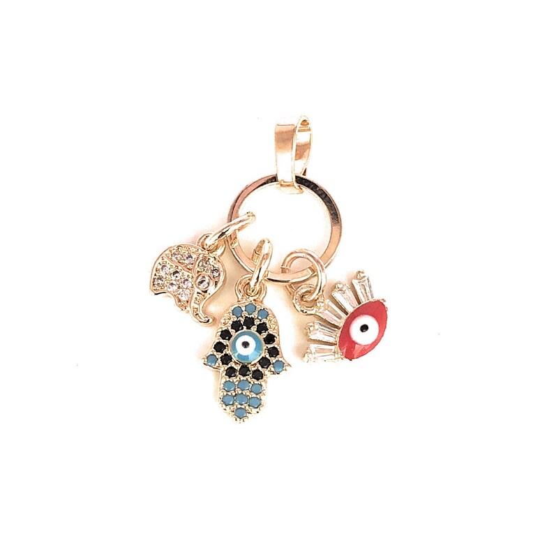 Multi Charm Pendant Necklace Good Luck Charms Evil Eye - Etsy