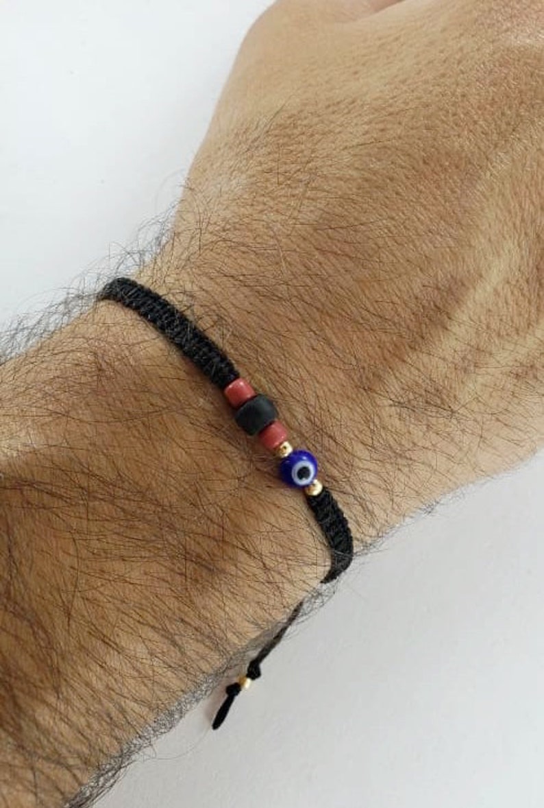 Real Azabache Evil Eye Protection Bracelet, Macrame Jet Stone - Etsy