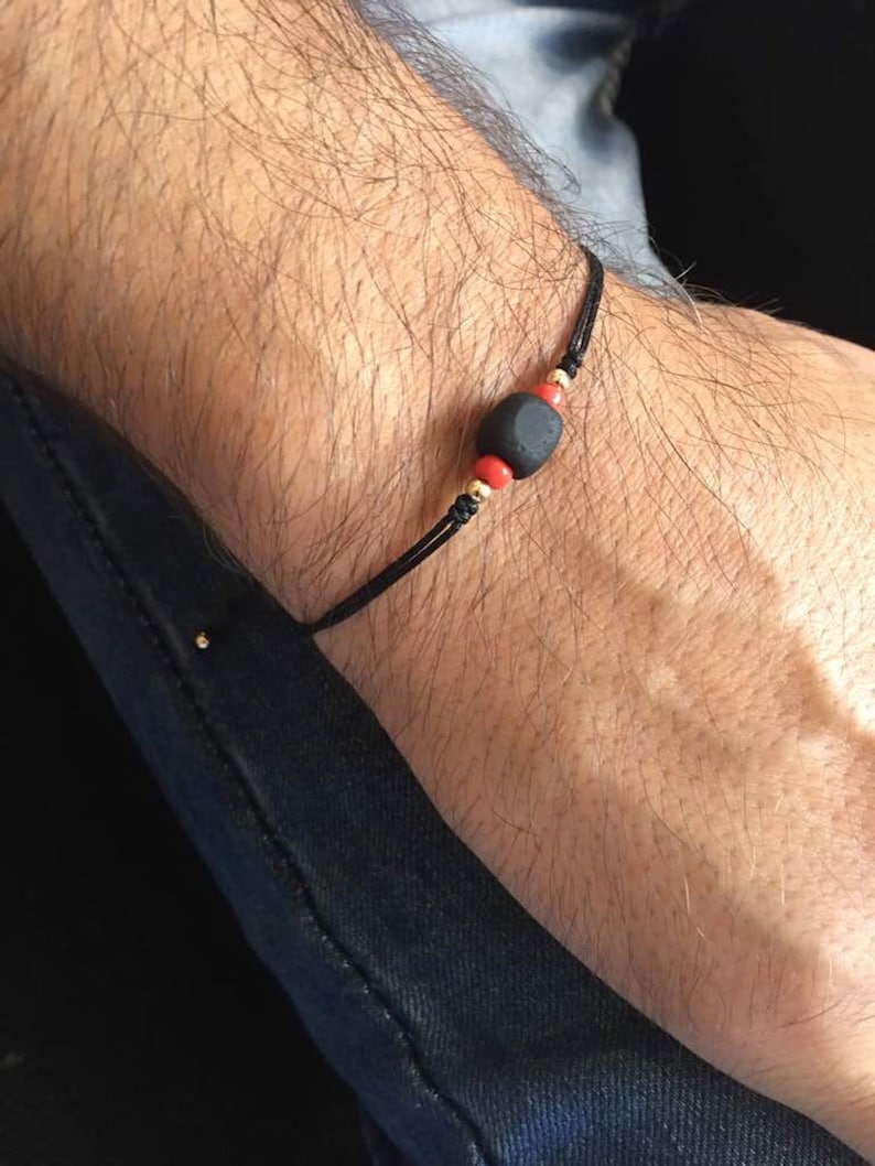 Simple Genuine Azabache Charm, Red String Protection Bracelet, Jet ...
