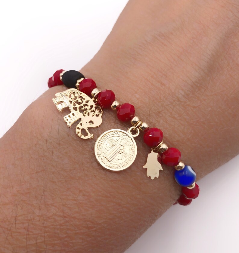 Powerful Protection Amulet Bracelet, Evil Eye, Hamsa Charm, Elephant ...