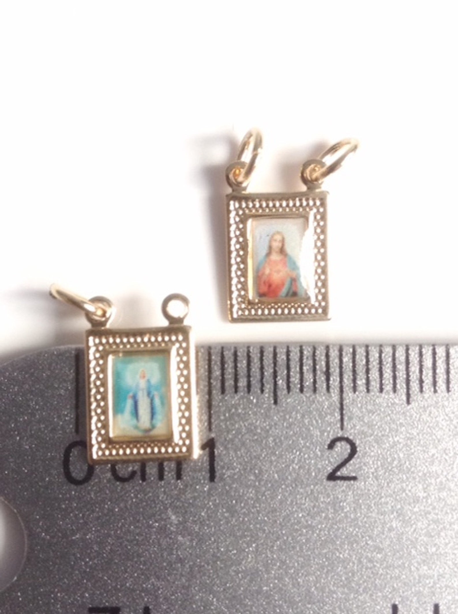 Catholic Scapular Medal Necklace Gold Plated Sacred Heart of | Etsy