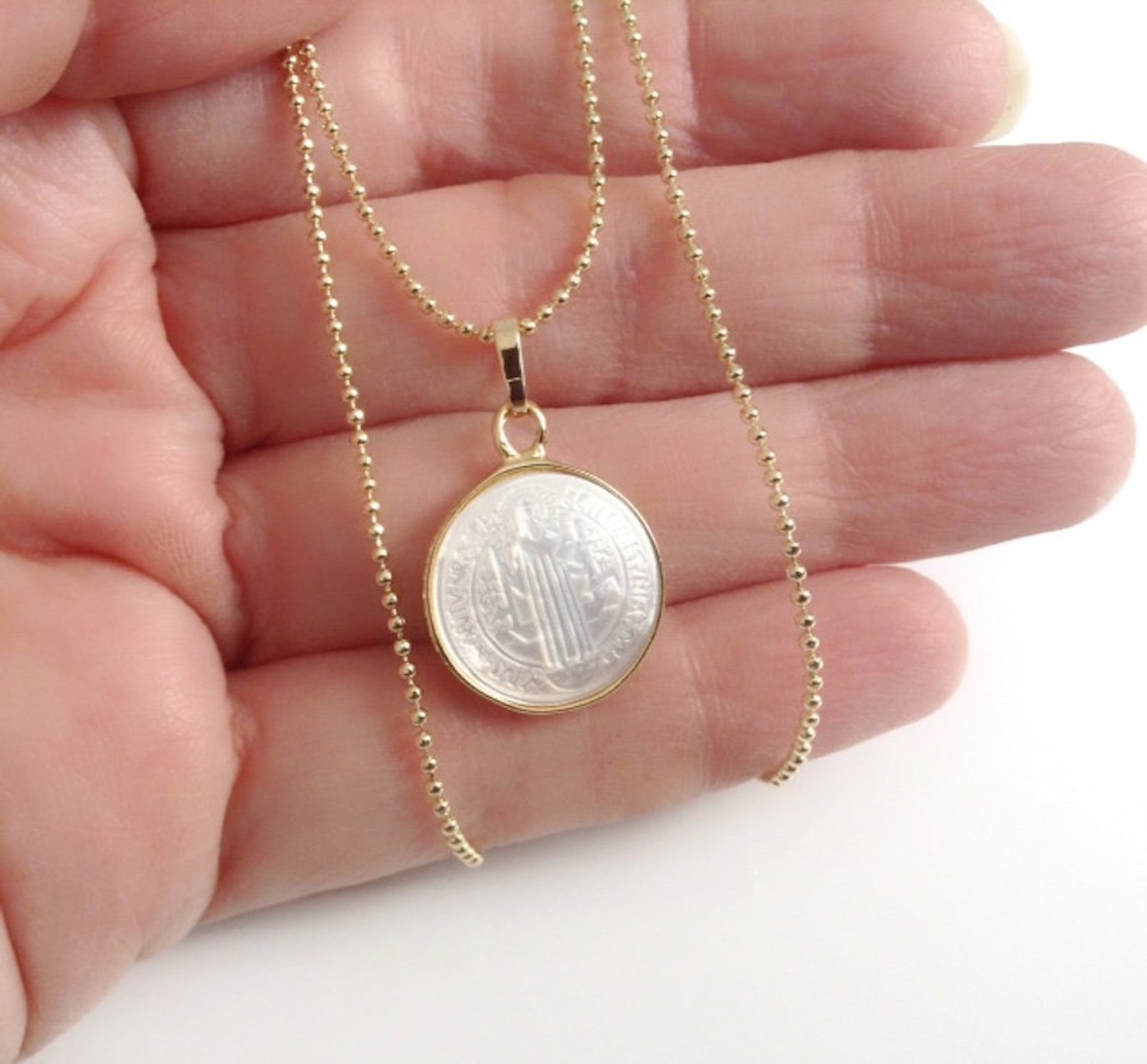 Saint Benedict Shell Medals Mother of Pearl St Benedict - Etsy