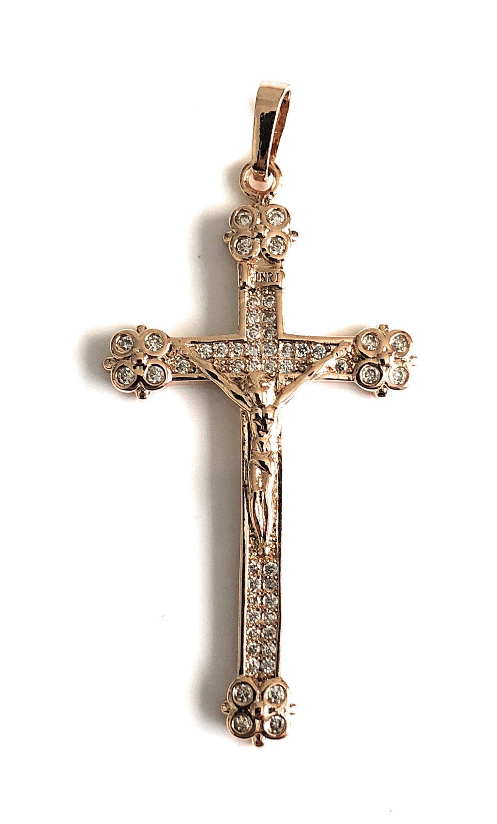 Vintage Style Cross Necklace 18k Gold Plated Crucifix - Etsy