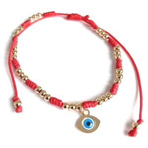 Evil Eye Red String Bracelet, Adjustable Knotted Bracelet, Turkish ...