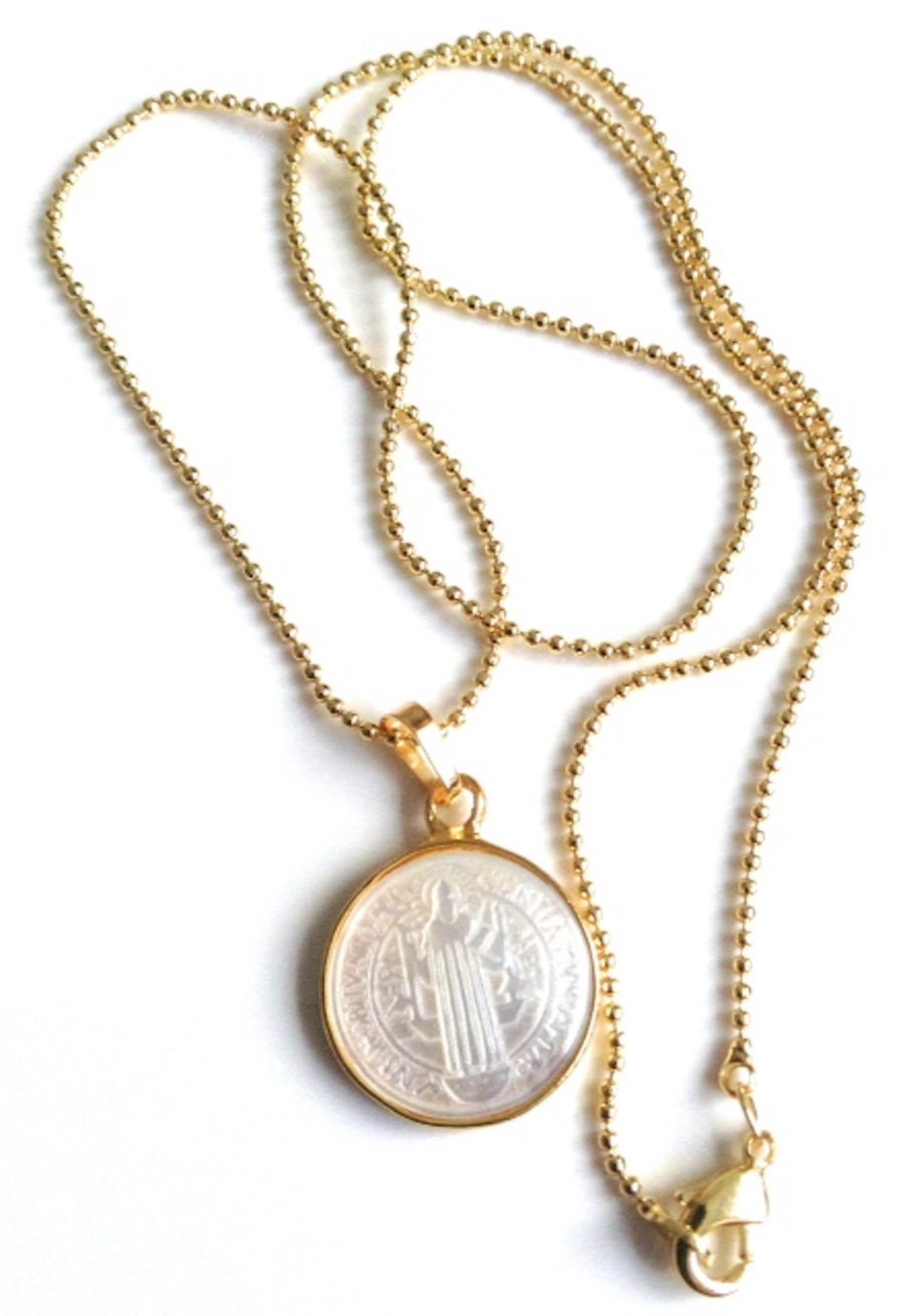 Saint Benedict Shell Medals Mother of Pearl St Benedict | Etsy