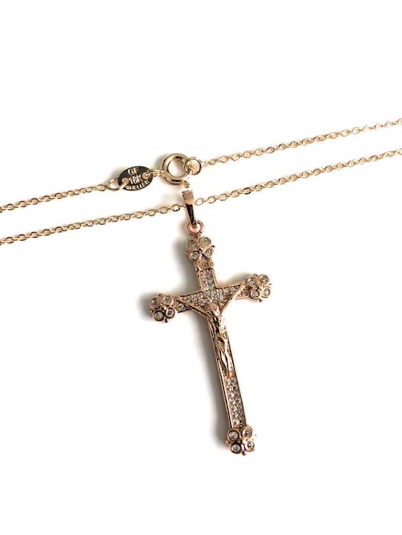 Vintage Style Cross Necklace 18k Gold Plated Crucifix - Etsy