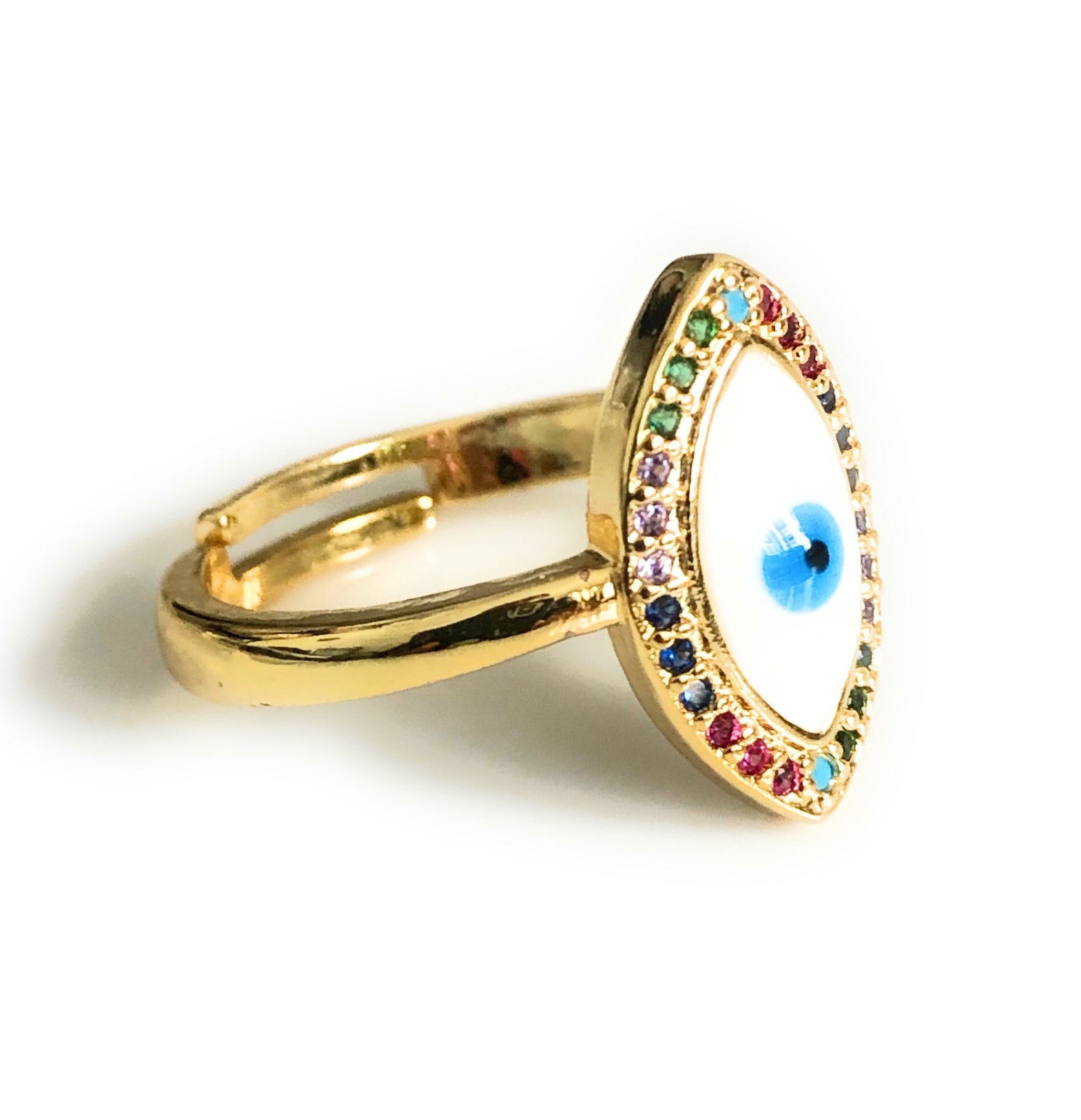 Evil Eye Ring Adjustable Protection Ring Dainty Evil Eye | Etsy