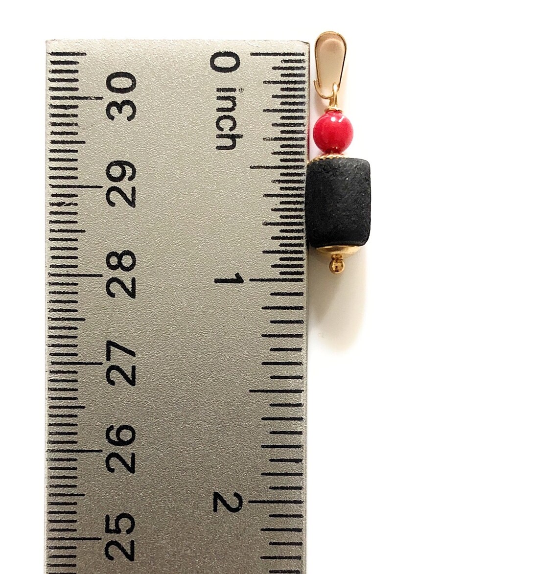 Red Coral Azabache Pendant Genuine Azabache Jet Stone Charm - Etsy