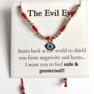 Evil Eye Red String Bracelet, Adjustable Knotted Bracelet, Turkish ...