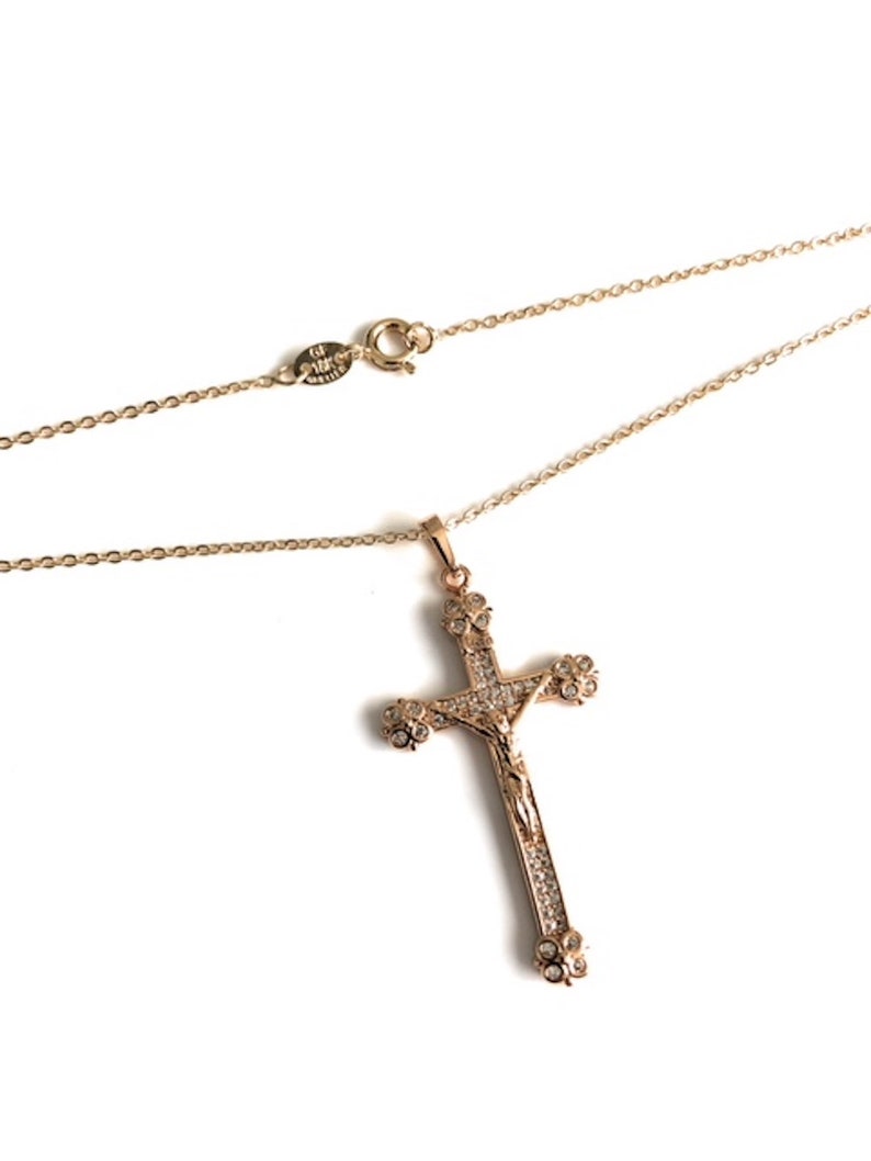 Vintage Style Cross Necklace 18k Gold Plated Crucifix - Etsy