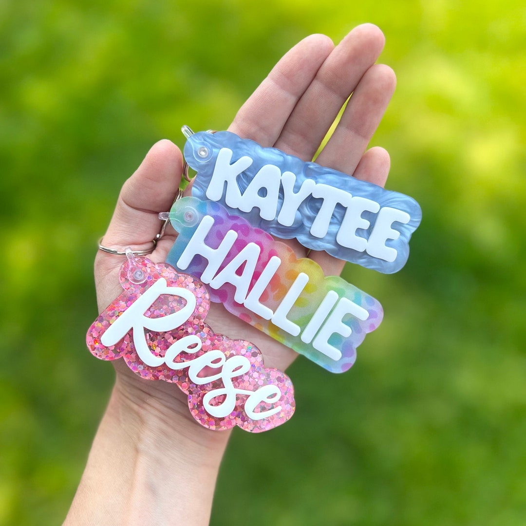 Personalized Name Keychain Backpack Tag School Nametag Acrylic Bag Tag ...