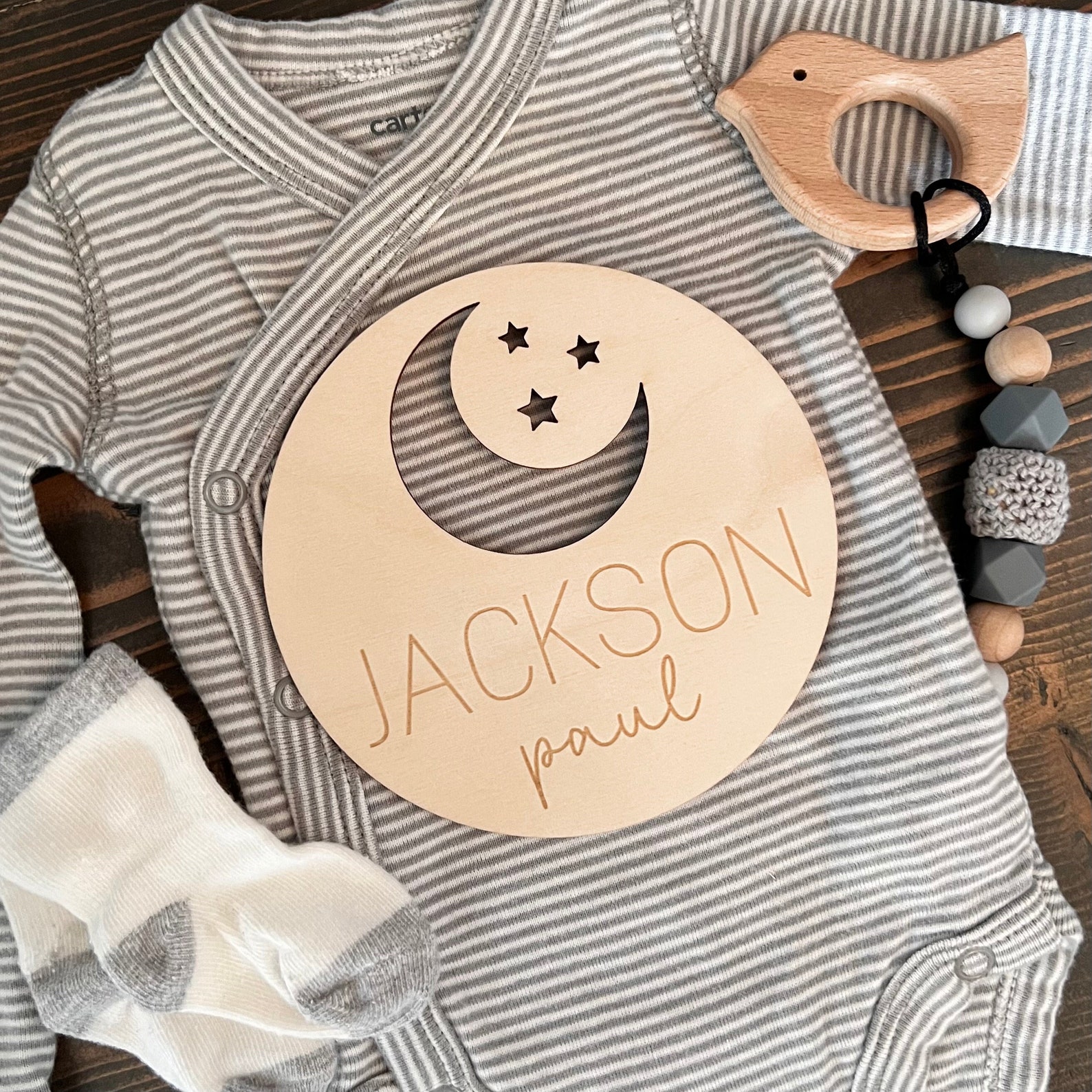 Moon Name Sign Gender Neutral Baby Name Sign Personalized | Etsy