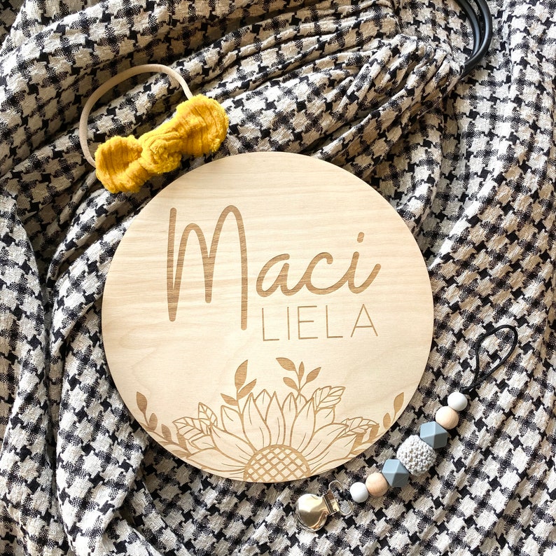 Sunflower Name Sign Custom Wood Baby Name Sign Floral - Etsy