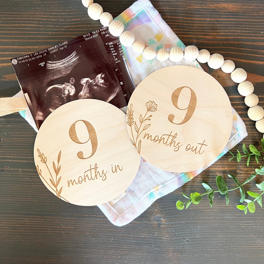 9 Months in 9 Months Out Signs | Pregnancy Photo Prop | Baby Milestone ...