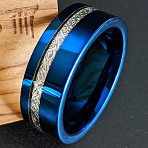 Blue Tungsten Ring for Men Blue Tungsten Wedding Ring Blue - Etsy