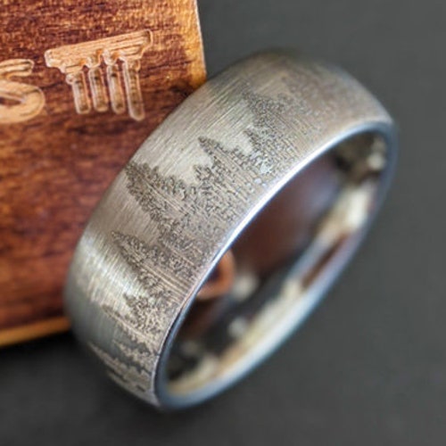 Forest Tree Ring Mens Wedding Band Tungsten Ring Unique | Etsy