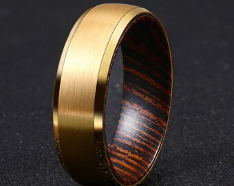 Tungsten gold ring | Etsy