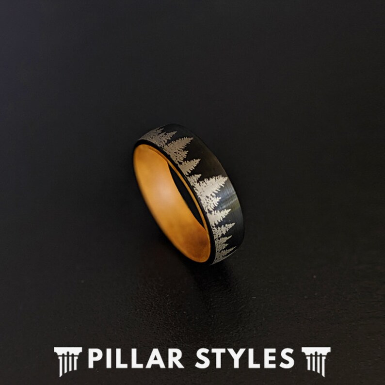 6mm Mens Wedding Band Wood Ring Forest Trees Mens Ring - Etsy