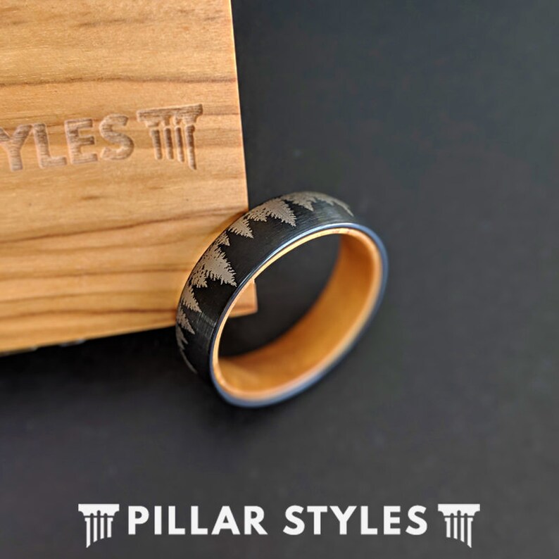 6mm Mens Wedding Band Wood Ring Forest Trees Mens Ring - Etsy