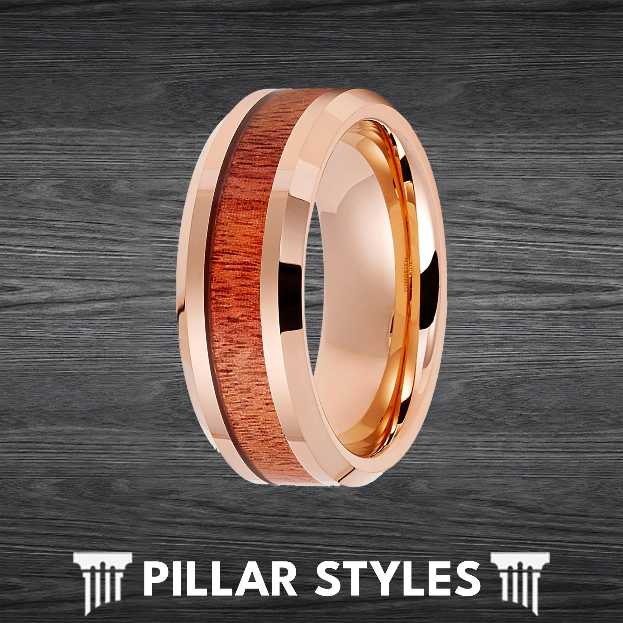Rose gold koa wood ring store