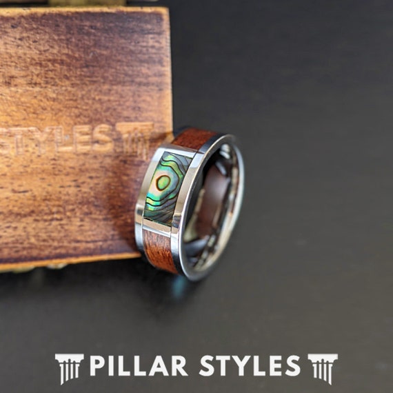 Koa and abalone rings store