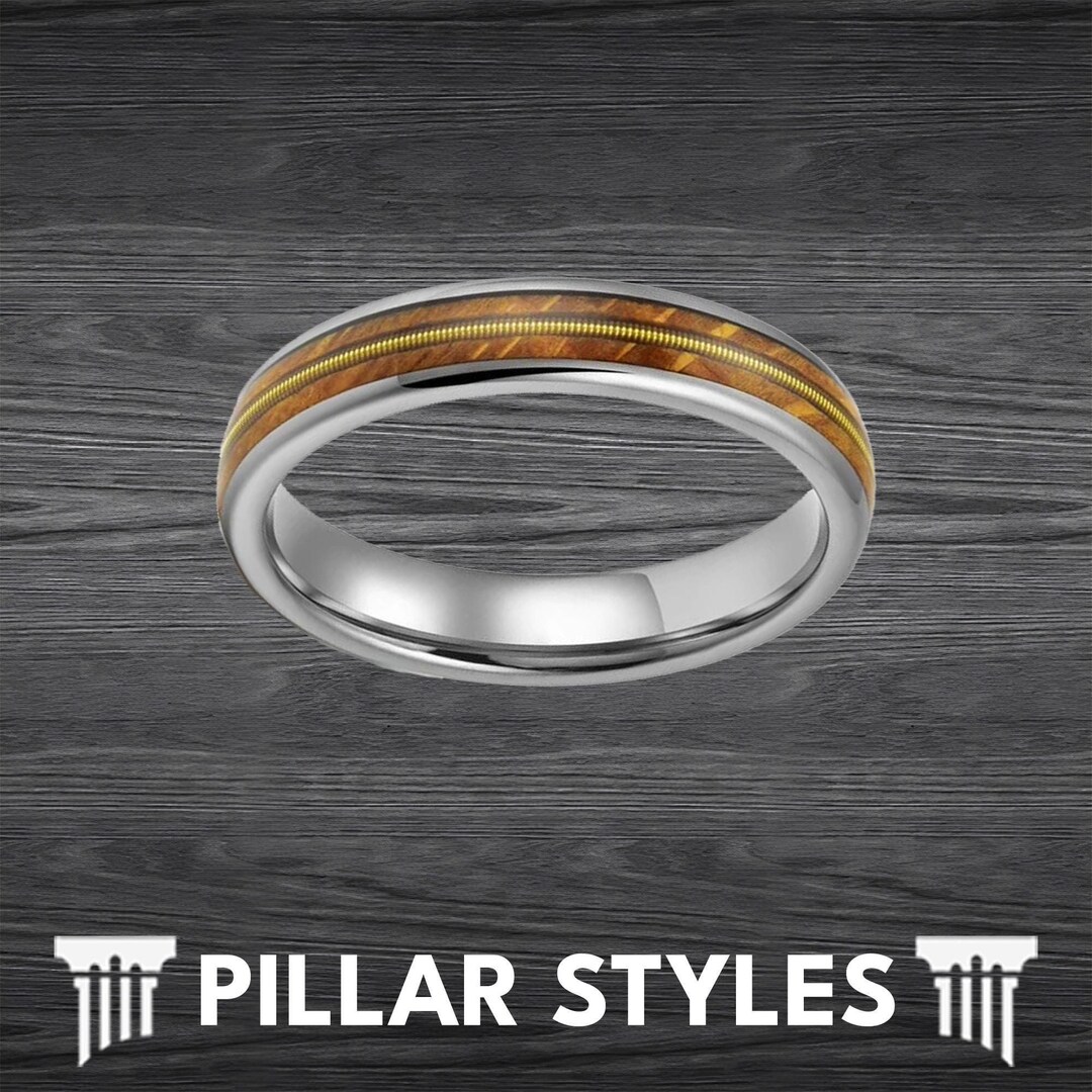 4mm Whiskey Barrel Rings for Men and Women Tungsten Wedding Band Silver ...