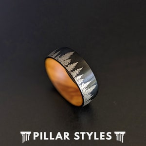 Nature Ring Mens Wedding Band Wood Ring With Forest Trees Mens Ring ...
