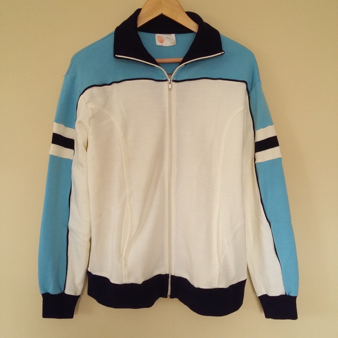 Vintage Sears Track Jacket 70s Medium Polyester 1970s Athletic Sweater ...