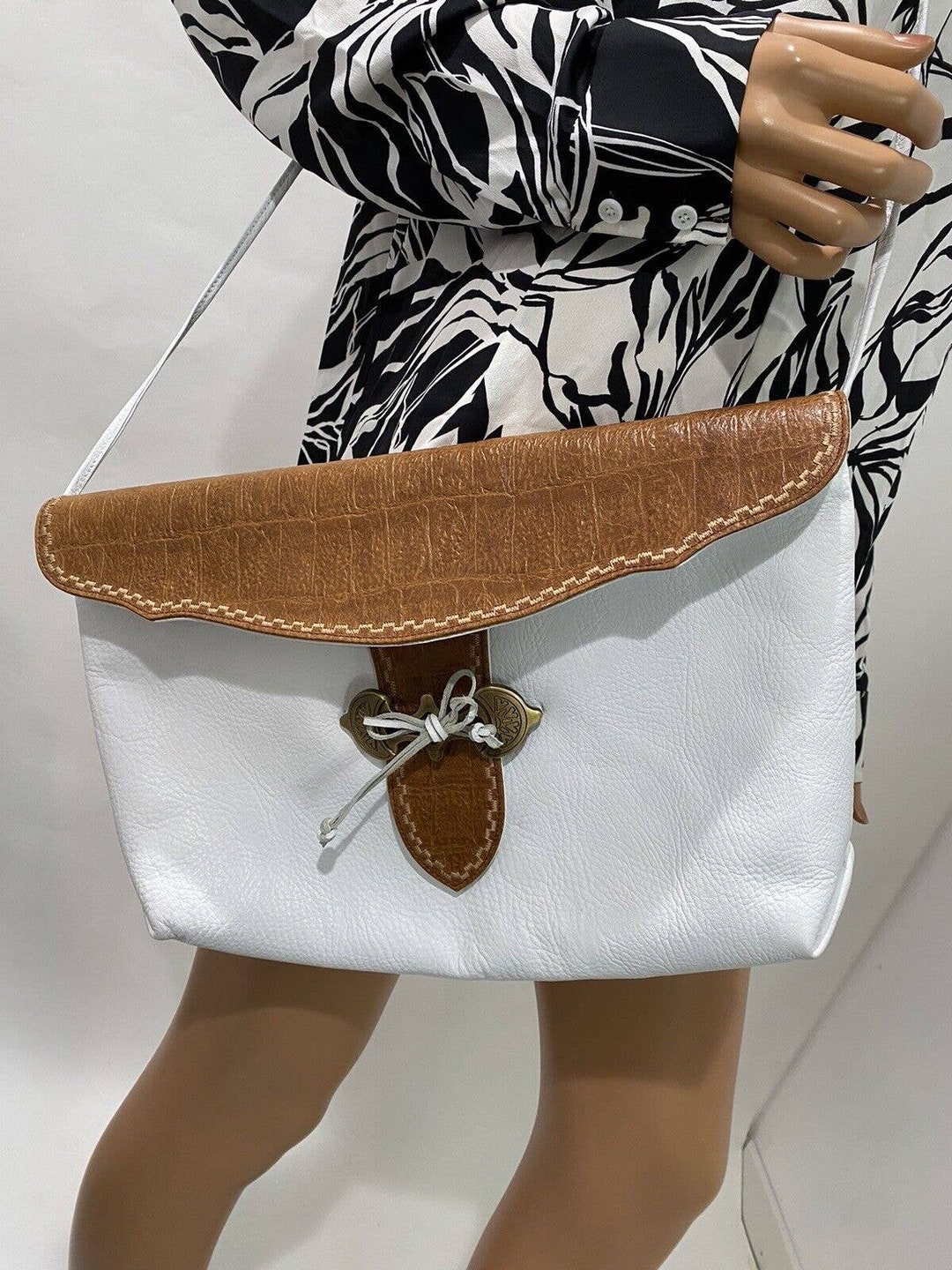 Susen Gail Shoulder Bag Leather White/brown - Etsy