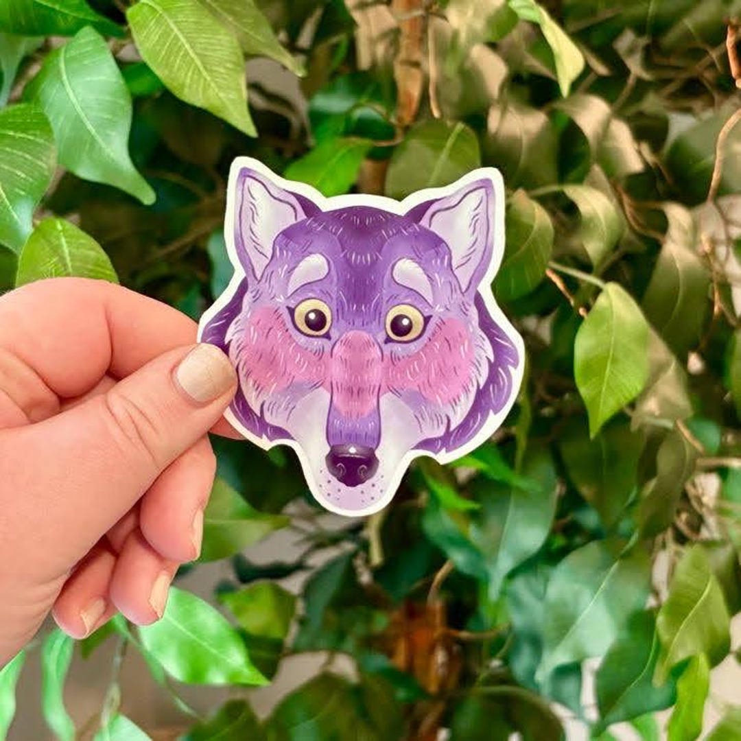 Lupus Awareness Wolf Sticker | Purple Wolf | Wolf Illustration | Glossy ...