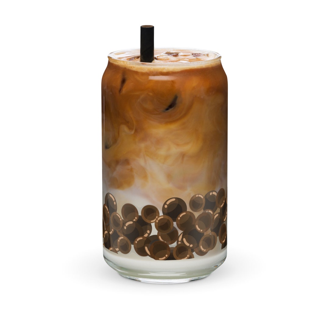 Boba Tea Glass Can | Fake Boba Print Glass | Bubble Tea Tumbler | Funny ...
