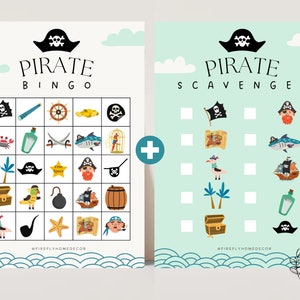 Pirate Bingo / Scavenger Hunt Checklist Game Boys Party Birthday ...