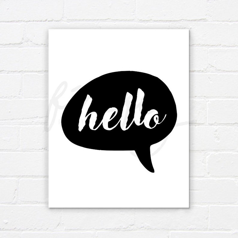 Hello Black - Nursery Wall Art Decor Kids Bedroom Printable Digital Art ...