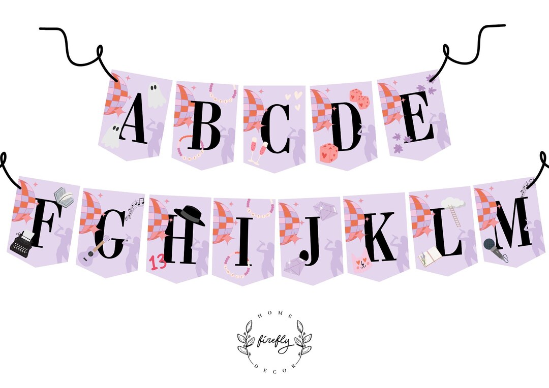 The Eras Swiftie ABC Numbers Banner Girl Swift Birthday Banner Party ...