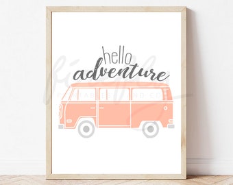 Hello Coral Nursery Wall Art Decor Kids Bedroom Printable | Etsy