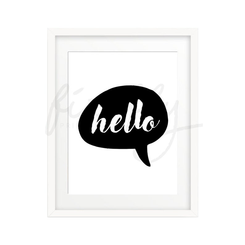 Hello Black - Nursery Wall Art Decor Kids Bedroom Printable Digital Art ...