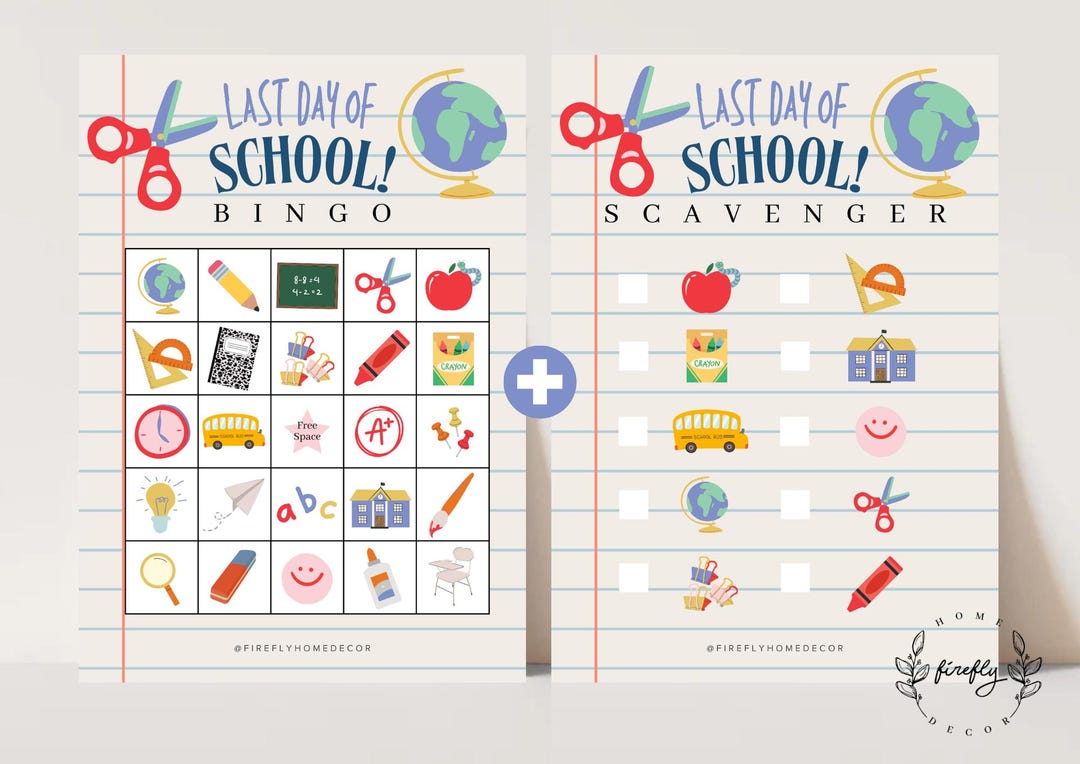 Last Day of School Bingo / Scavenger Hunt Checklist Game Last Day of ...