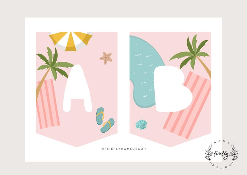 Pool Party ABC Numbers Banner Girl Pool Party Birthday Banner Party ...