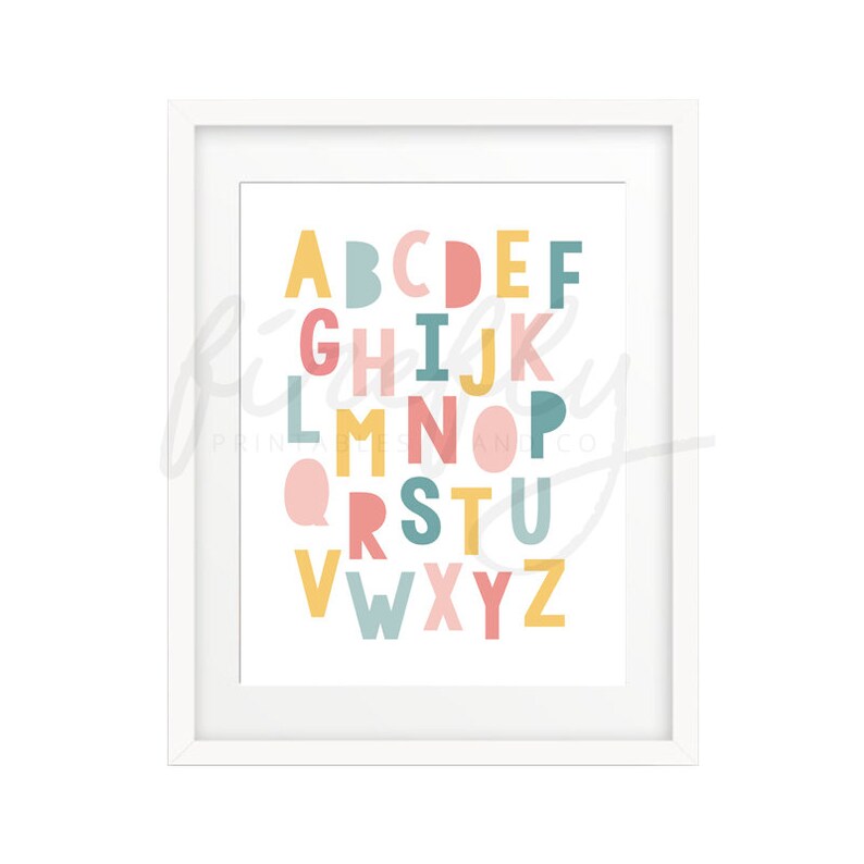 ABC Pastel - Nursery Wall Art Decor Kids Bedroom Printable Digital Art ...