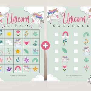 Unicorn Bingo / Scavenger Hunt Checklist Game Girl Party Birthday ...