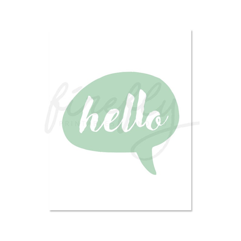 Hello Mint - Nursery Wall Art Decor Kids Bedroom Printable Digital Art ...