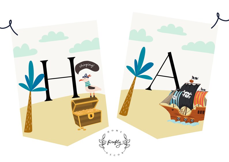 Pirate Happy Birthday Banner Boys Pirate Birthday Banner Party ...