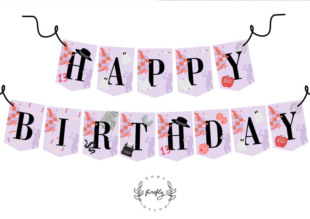 The Eras Swiftie Happy Birthday Banner Girl Swift Birthday Banner Party ...