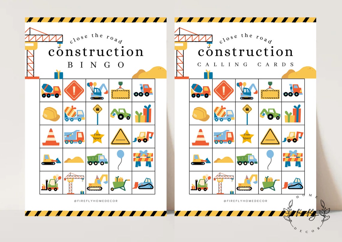 Construction Bingo / Scavenger Hunt Checklist Game Boys Party Birthday ...